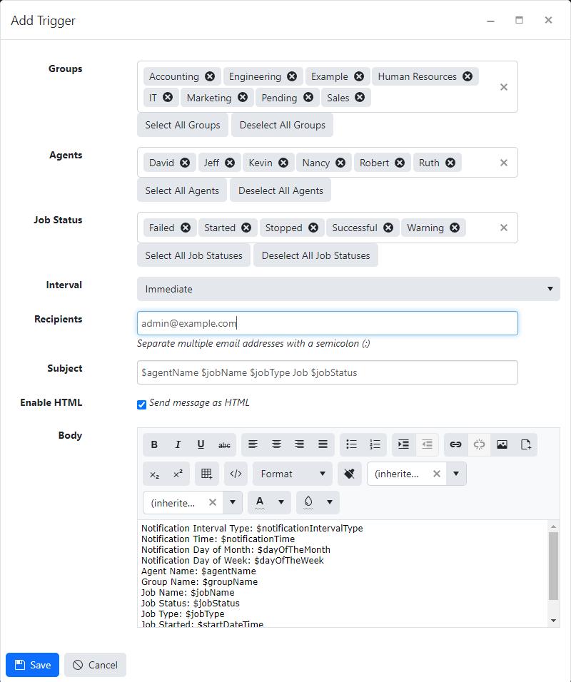 Notification Triggers | NovaBACKUP CMon Help