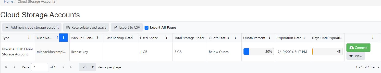 Cloud Storage Accounts | NovaBACKUP CMon Help